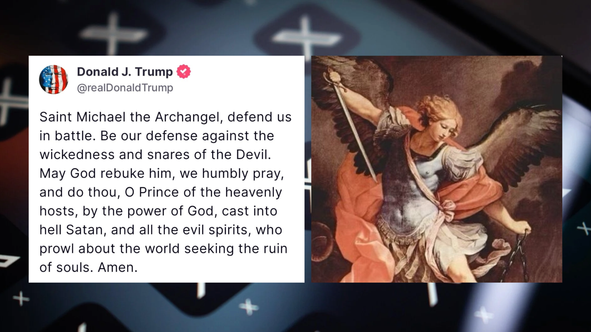 Trump posts St. Michael the Archangel prayer on his social media ...