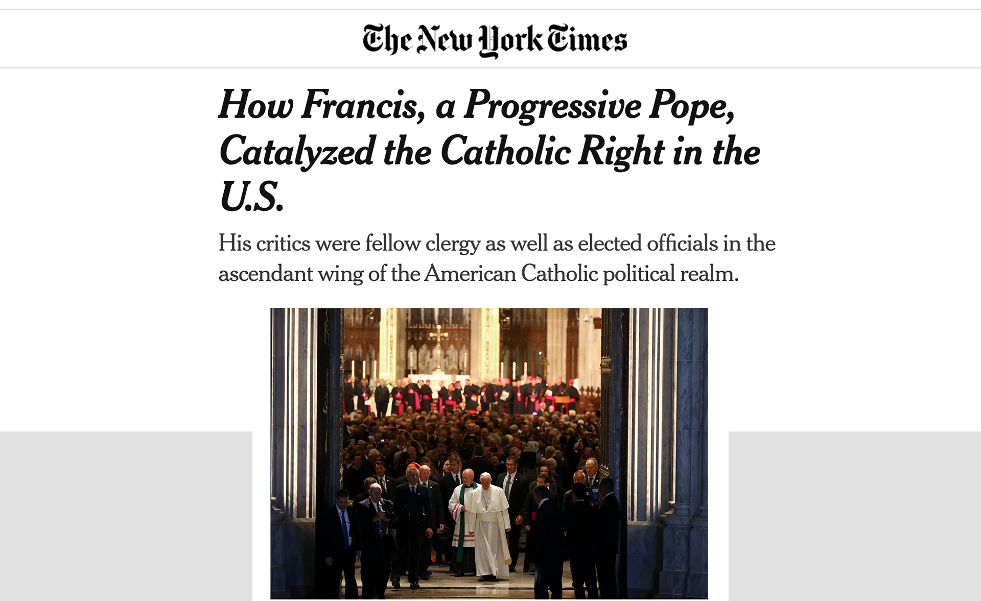 The NY Times features CforC On His Article: "How Francis Catalyzed the ...