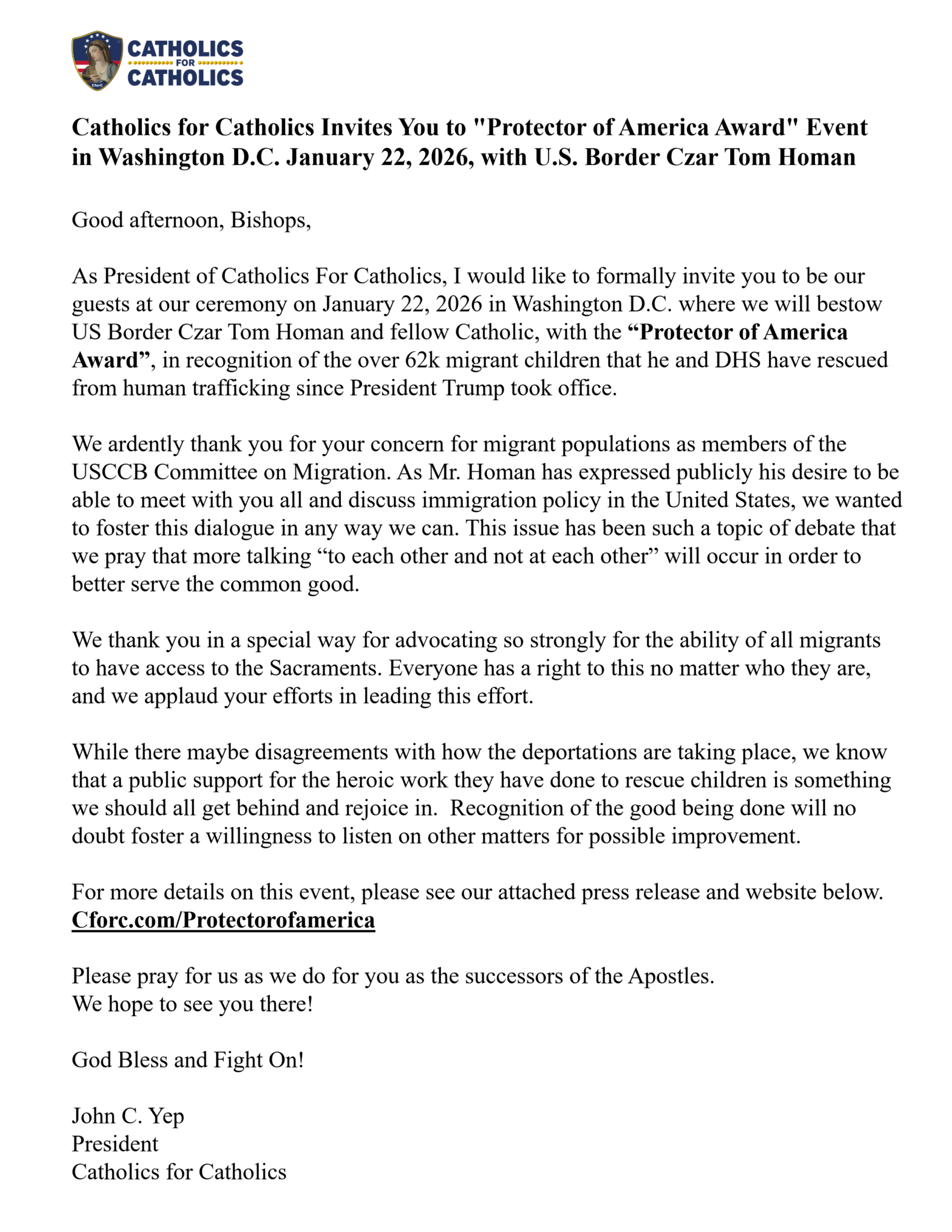 Catholics For Catholics Formally Invites USCCB Delegation to Attend ...
